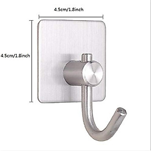 Deerbird® 4 Pcs Adhesive Hooks Seamless Rustproof Stainless Steel Nail-Free Hanging Hanger Wall Mount Single Hook for Bedroom Living Room Bathroom and Office