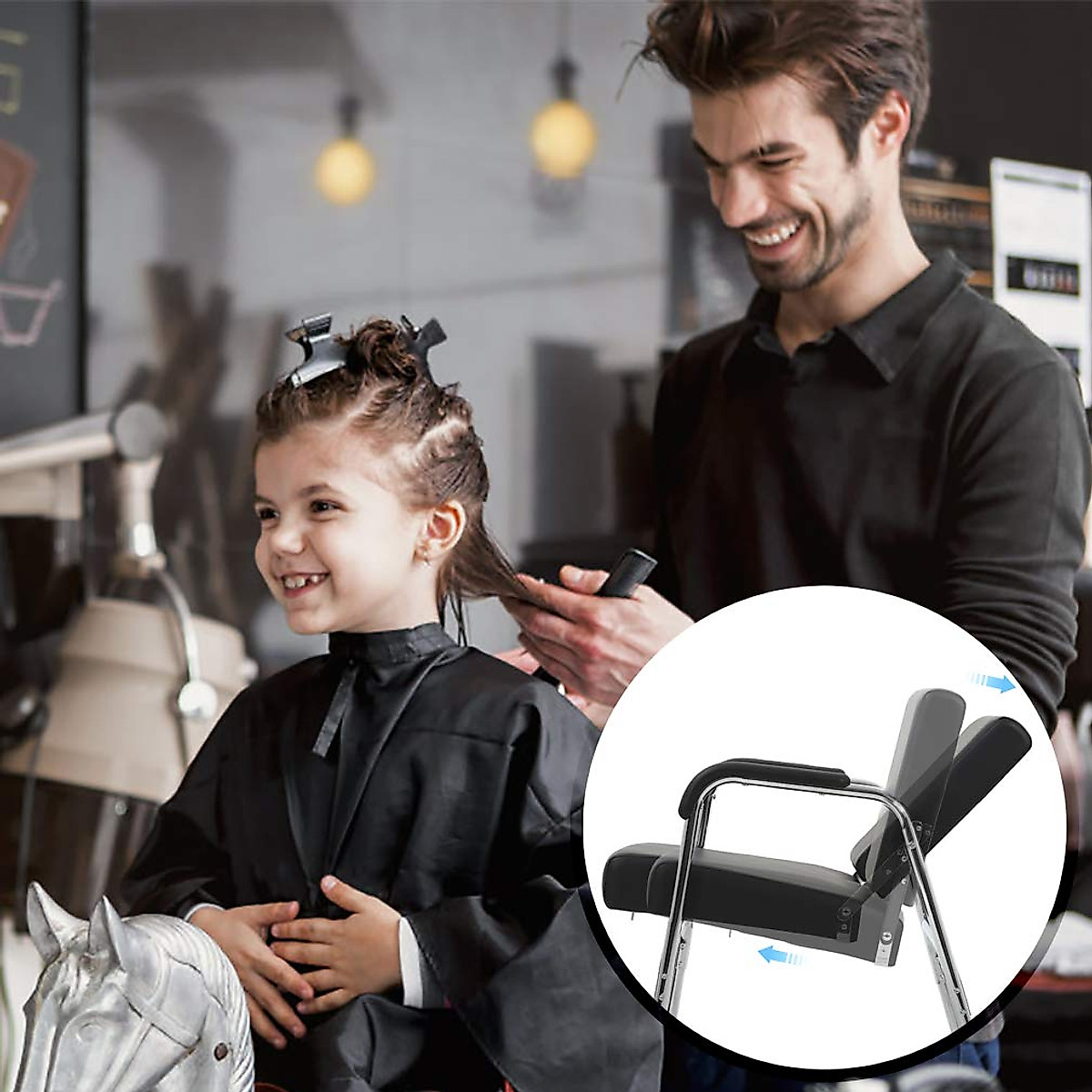 BestOffice Auto Tilt Shampoo Chair Portable Salon Chair Barber Chair with Auto Tilt Seat Back. Reclining Beauty Salon Chair Soft Armrests Metal Frame and Extra Thick Cushion, Black
