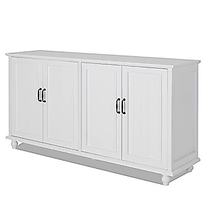 Scurrty Buffet Cabinet Bar with Storage, 65' Coffee Kitchen Storage 4 Doors, Sideboard for Dinning Room, and Living White, (HKBFDC012WH)