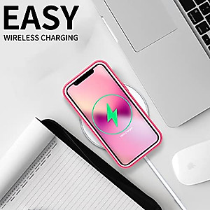 MAXCURY Designed for iPhone 13 Case para, Pink Shockproof Protective Phone Cases for Women, Drop Protection Heavy Duty Lightweight 2 in 1 Dual Layer Cover for Girls 6.1 Inch (Hot Pink/White)