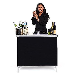 GoBar Portable High Top Bar, Includes 3 Front Skirts and Carrying Case, Black