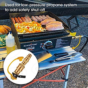 GORNORVA 5PCS 1/4" RV Propane Quick Connecting Fittings with Teflon Tape,Gas Quick Connect Fittings Includes 1/4" Female Shutoff Valve &Full Flow Plug,1/4" Male &1/4" Female NPT for RV,Trailer,BBQ