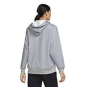 Nike Women's Therma All Time ESS Pullover Hoodie (as1, alpha, m, regular, regular, Standard, Particle Grey/Heather/Black, Medium)