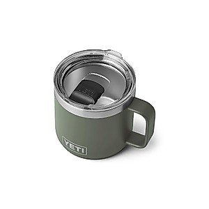 YETI Rambler 14 oz Stackable Mug, Vacuum Insulated, Stainless Steel with MagSlider Lid, Camp Green