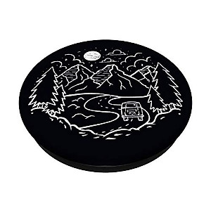 Black White Nature Mountain Camper Moon PopSockets Swappable PopGrip