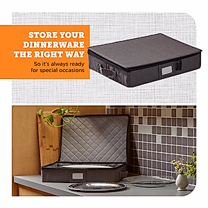 storageLAB China Storage Containers, Containers for Organizing, Hard Shell Case, Felt Plate Dividers, Moving Supplies, Storage Box, Wine, Dishes, Glasses Storage, Charger Plates Storage Containers