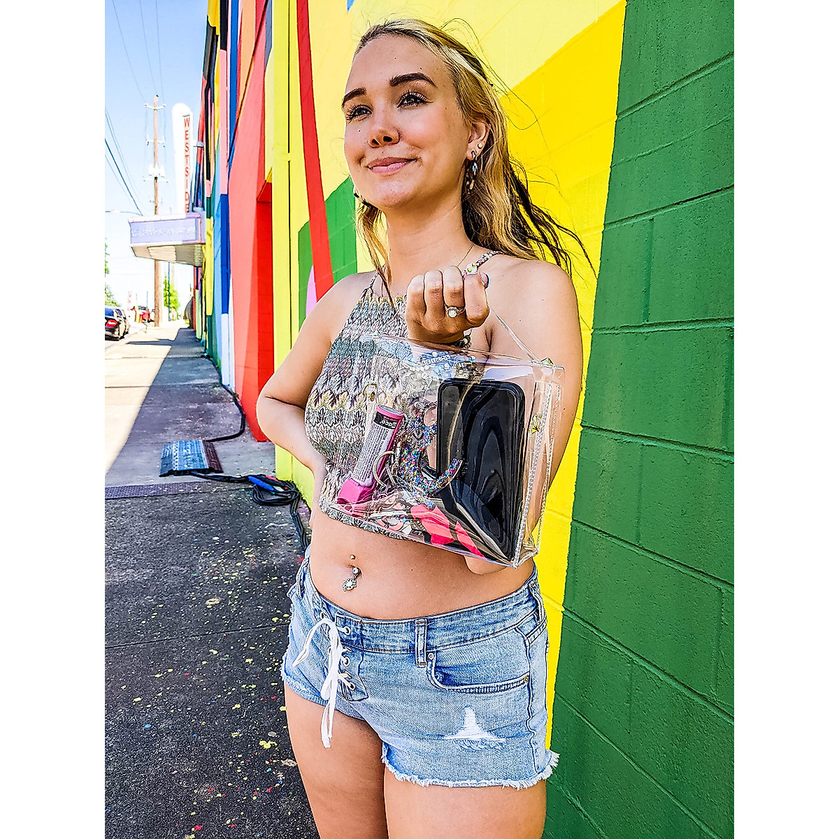 AOCINA Clear Crossbody Purse Bag, PGA Stadium Aprroved Clear Handbags for Work, Concerts, Sports Events(clear-horizontal)