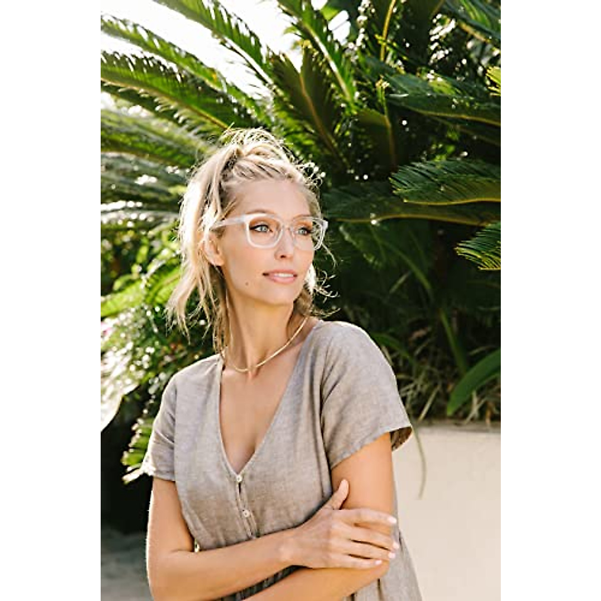 Peepers by PeeperSpecs Women's to The Max Square Blue Light Blocking Reading Glasses, Clear, 49 + 2.25