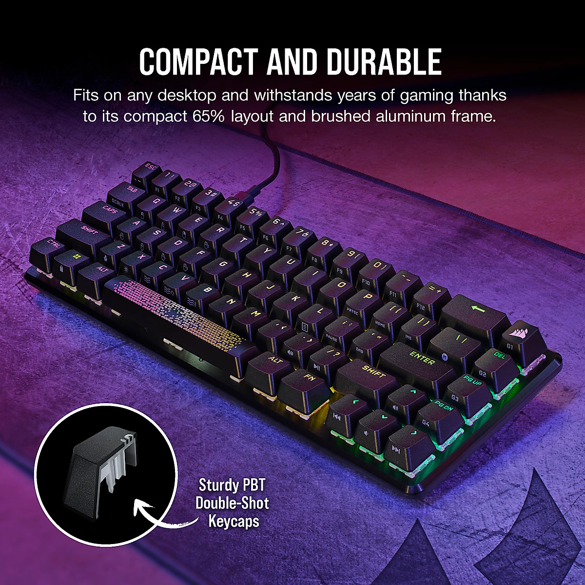 Corsair K65 PRO Mini RGB 65% Optical-Mechanical Wired Gaming Keyboard - OPX Switches - PBT Double-Shot Keycaps - iCUE Compatible - QWERTY NA Layout - Black