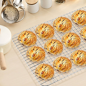 TeamFar Cooling Rack Set of 4, Stainless Steel Grid Cooking Roasting Racks for Various Size Baking Sheet Toaster Oven Pan, Healthy & Heavy Duty, Mirror Finish & Dishwasher Safe