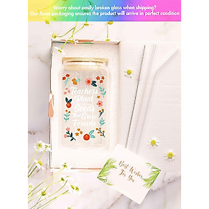 NewEleven Gifts For Teacher - Teacher Gifts For Women - Teacher Appreciation Gifts, Thank You Teacher Gifts, Teacher Retirement Gifts - End Of Year Teacher Gifts From Student - 16 Oz Coffee Glass