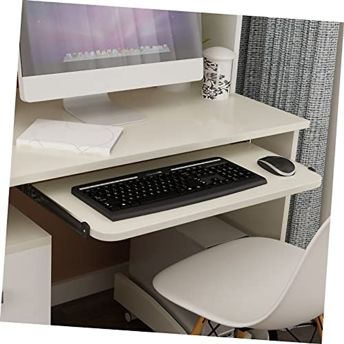 NOLITOY 4 Pairs Keyboard Rails Work Desk Accessories Table Tray Plastic Stand Keyboard Rack Keyboard Tray Under Desk Slide Computer Drawer Tray Steel Drawer-Design Rack Heavy Ball Office