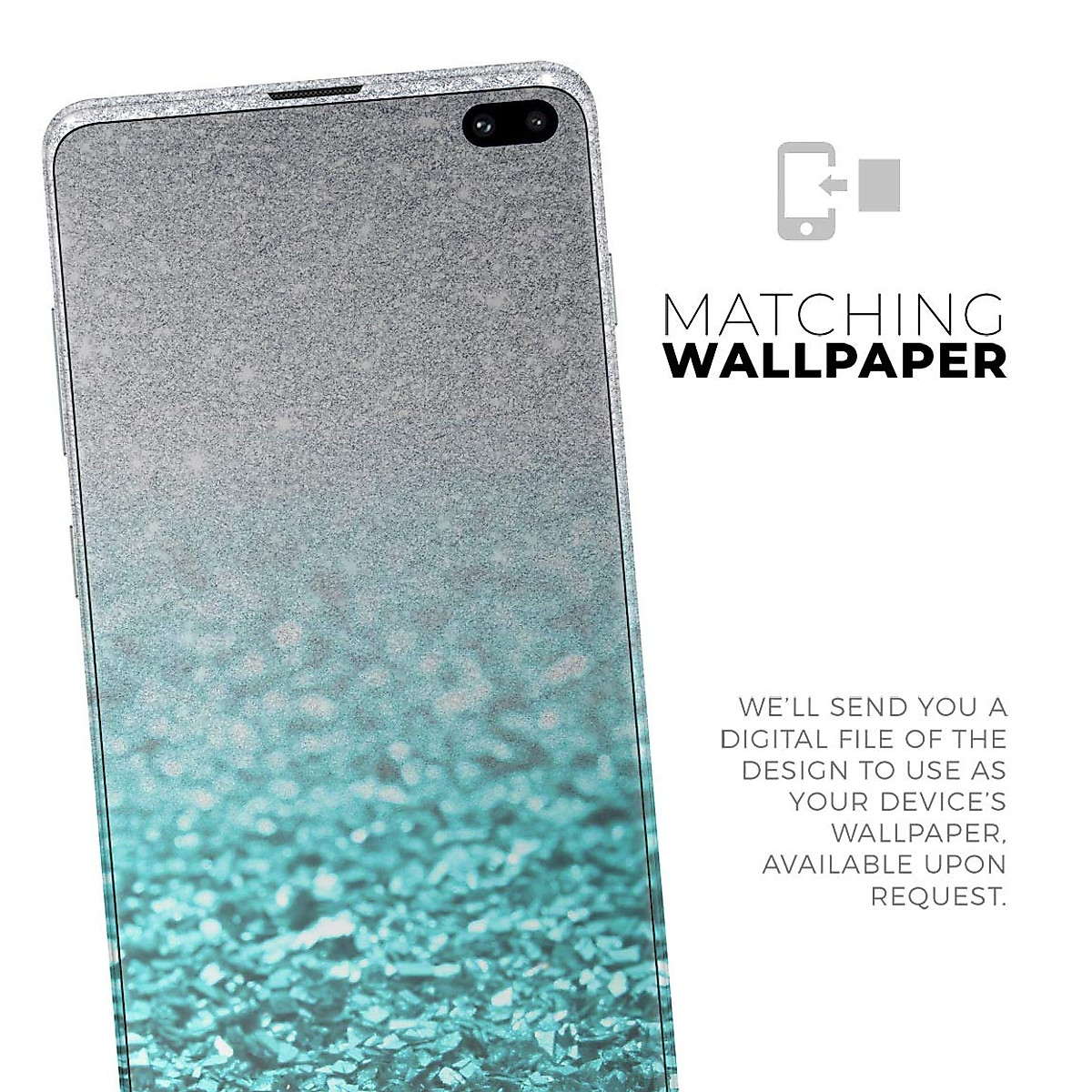 DesignSkinz Aqua Blue & Silver Glimmer Fade Protective Vinyl Decal Wrap Skin Cover Compatible with The Samsung Galaxy S20 (Screen Trim & Back Glass Skin)