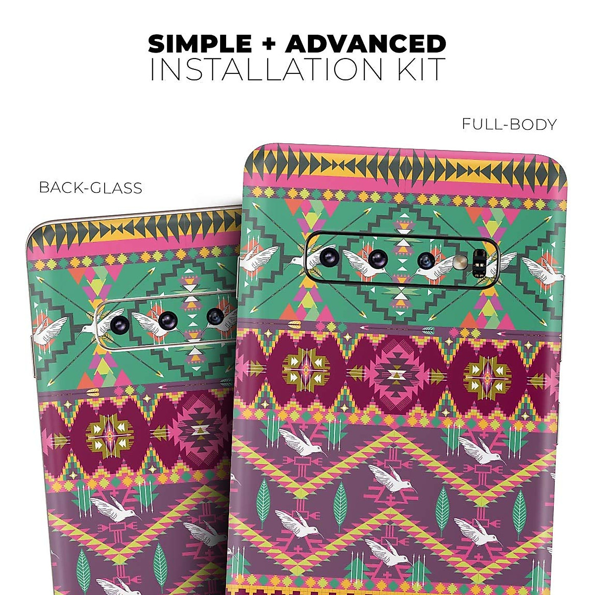 DesignSkinz Vector Aztec Birdy Pattern Protective Vinyl Decal Wrap Skin Cover Compatible with The Samsung Galaxy S20 (Screen Trim & Back Glass Skin)