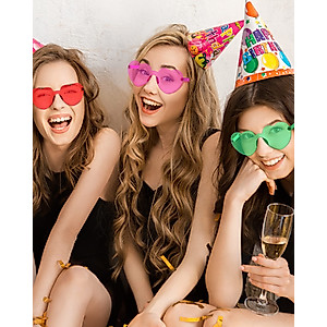 Yunsailing 30 Pcs Heart Shape Sunglasses Rimless Heart Glasses Bulk Colorful Glasses for Adults Trendy Glasses Women Eyewear (Bright Color)