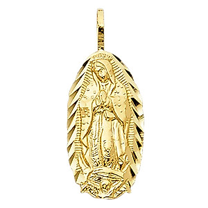 GoldenMine Fine Jewelry Collection 14k Yellow Gold Religious Our Lady of Guadalupe Pendant