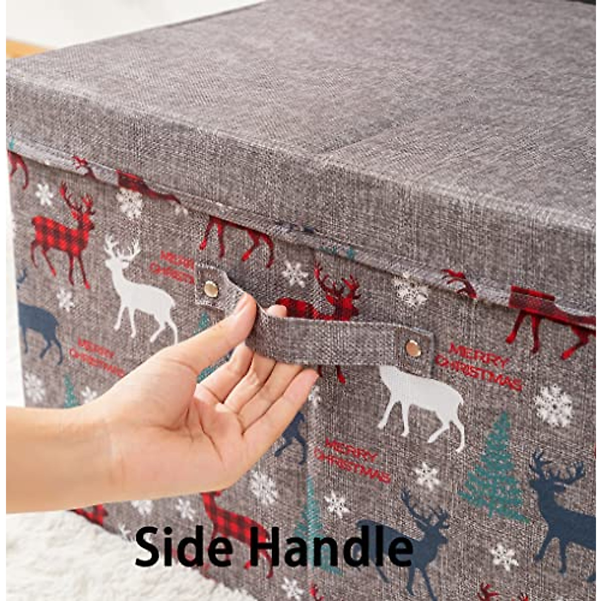 Nopuper Large Toy Box Storage Organizer with Lid,2 Packs, Foldable Shelf Storage Bins, Sturdy PP Interlayer,Hard Bottom and Sides, 20"*16"*12"