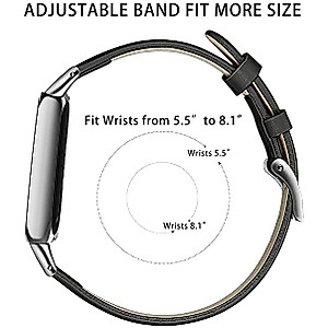 Compatible with Fitbit Luxe Band, Genuine Leather Watch Bands Soft Replacement Wristband for Women, Slim Bracelet Band Strap Accessories for Luxe Fitness and Wellness Tracker-Black