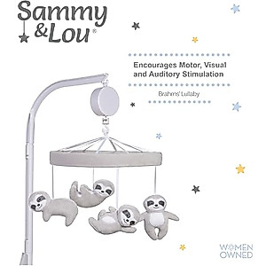 Sammy & Lou Sloths Baby Crib Mobile with Music, Crib Mobile Arm Fits Standard Crib Rail