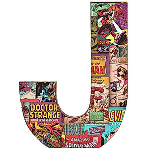 Marvel ME01J4 10 x 1 Red/Blue/Yellow Comics Wood Letter 'J'