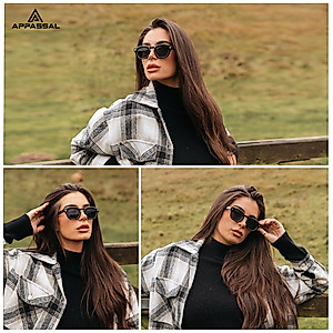 Appassal Retro Square Sunglasses for Women Mens Small Rectangle Sunnies AP3680,Olive Green/Grey