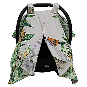 Dear Baby Gear Car Seat Canopy - Premium Infant Car Seat Cover - Maximum Protection/Style - Breathable Car Seat Canopy for Boys - Watercolor Elephant Safari Jungle Print/Custom Print - 40"x30"