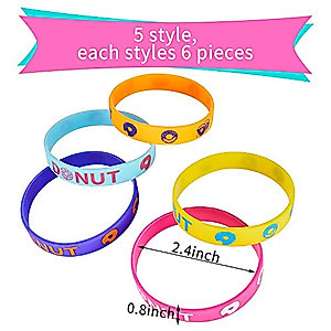 30 Pieces Donuts Silicone Wristbands Bracelets Donut Party Bracelets for Sweet Donuts Theme Party Birthday Decoration Party Favors for Teens