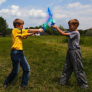 ArtCreativity Light Up Shark Sword for Kids (Set of 2) - 15 Inch Light Up Boy Toys with Flashing LED Lights, Toys for Boys 4-6 - Fun Play Swords Gifts for Kids - Elevate Your Kids Halloween Costume