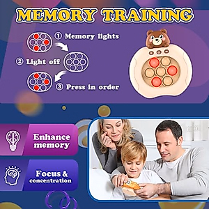 Fast Push Pop Pro Light Up Fidget Bubble Game Controller, Puzzle Pop Pro Game Fidget Toys Adults Handheld Bubble Pop Fidget Game Console Anti-Anxiety Autism Decompression Electronic Travel Game Toy