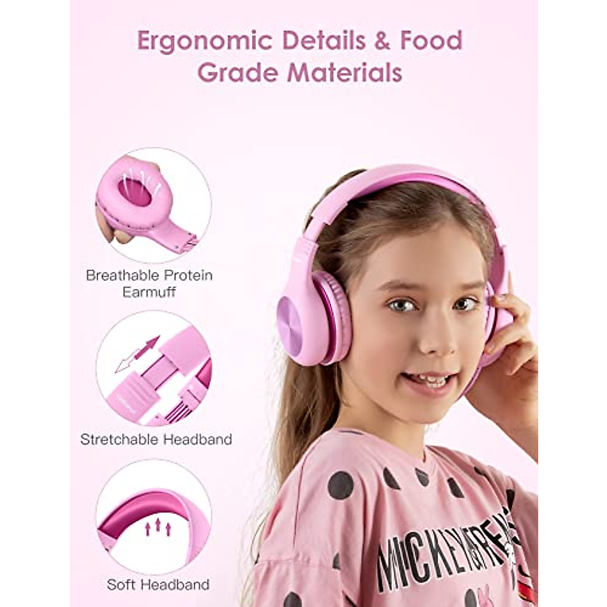 Nabevi Kids Headphones with Microphone, Over-Ear Headphones for Kids Boys Girls