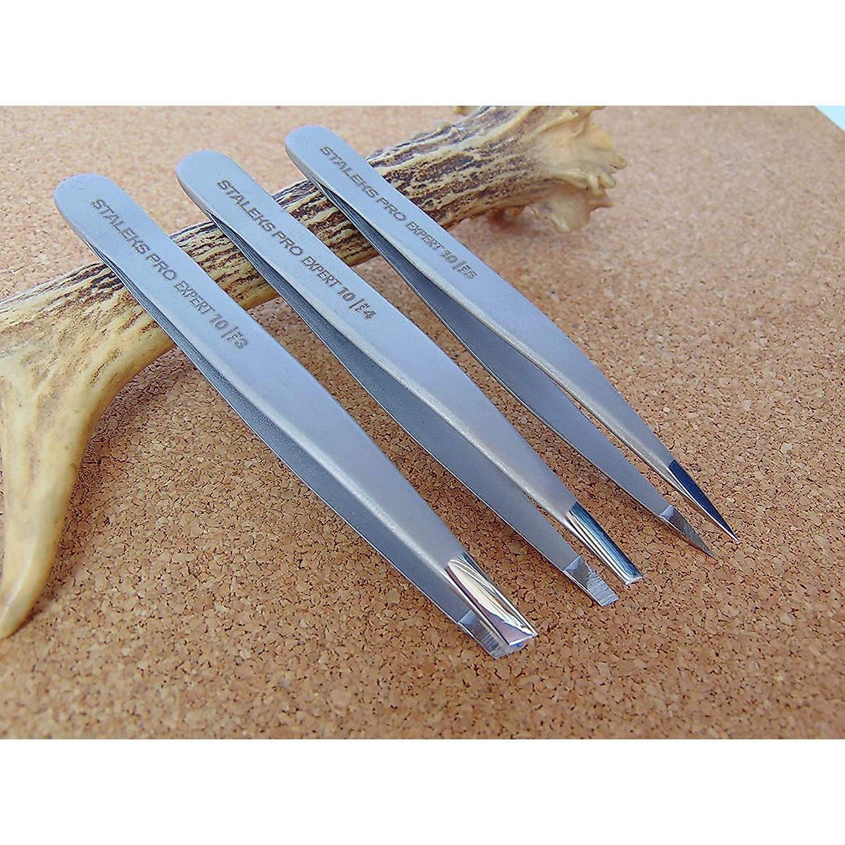 Tweezers For Eyebrow - STALEKS PRO - type 4 - Surgical Stainless Steel - Slant Tip Tweezer - Durability - Precision - Handmade - For Experts - And Professionals.
