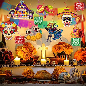 36 Pcs Dia De Los Muertos Decorations banner,NO-DIY Day Of The Dead Decorations Sugar Skull Decorations banner,Dia De Muertos Decorations for Mexican Party Supplies