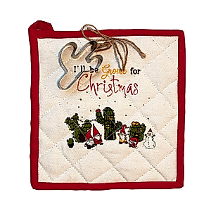 I'll be Gnome for Christmas - Holiday Gnome Pot Holder & Cactus Shaped Cookie Cutter - Arizona Cactus House Potholder Set