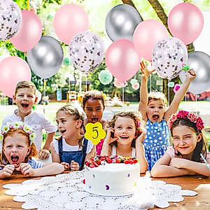 Pink and Silver Balloons 60pack, 5" 12" Silver Balloon and Light Pink Balloon for Birthday Retirement Bridal Shower Congrats Graduation Wedding Anniversary Suplies