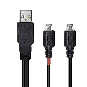 PNGKNYOCN 12 Inch Micro USB Splitter Cable USB 2.0 Type A Male to Dual Micro USB Male Y Data Charge Connector Adapter Cable