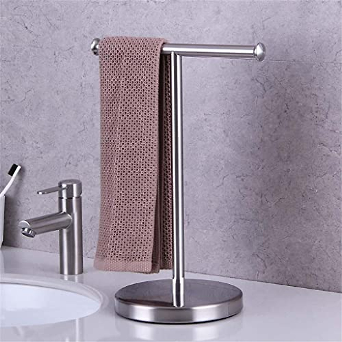 MFCHY Movable Free-Standing Hand Towel Holder Standing Tree Rack 304 Bath Towel Stand Bathroom Towel Hanger Vanities Countertop (Color : White-Fruit peach5, Size : 1)