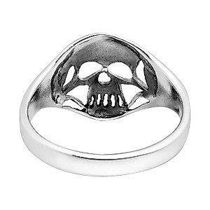 AeraVida Edgy Skull & Bones .925 Sterling Silver Ring, Halloween Skull Rings Women, Halloween Jewelry Gifts, Sterling Silver Ring Size 9