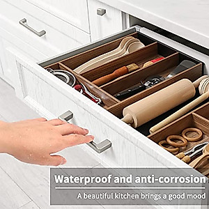 KLOOSE Brushed Nickel Cabinet Pulls 3.75 Inch Hole Centers 10 Pack Kitchen Cabinet Handles Solid Square Bar Drawer Pulls Cabinet Hardware Dresser Handles