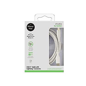 Belkin Studio USB-C to Lightning Cable 5ft Fast Charging for iPhone & iPad