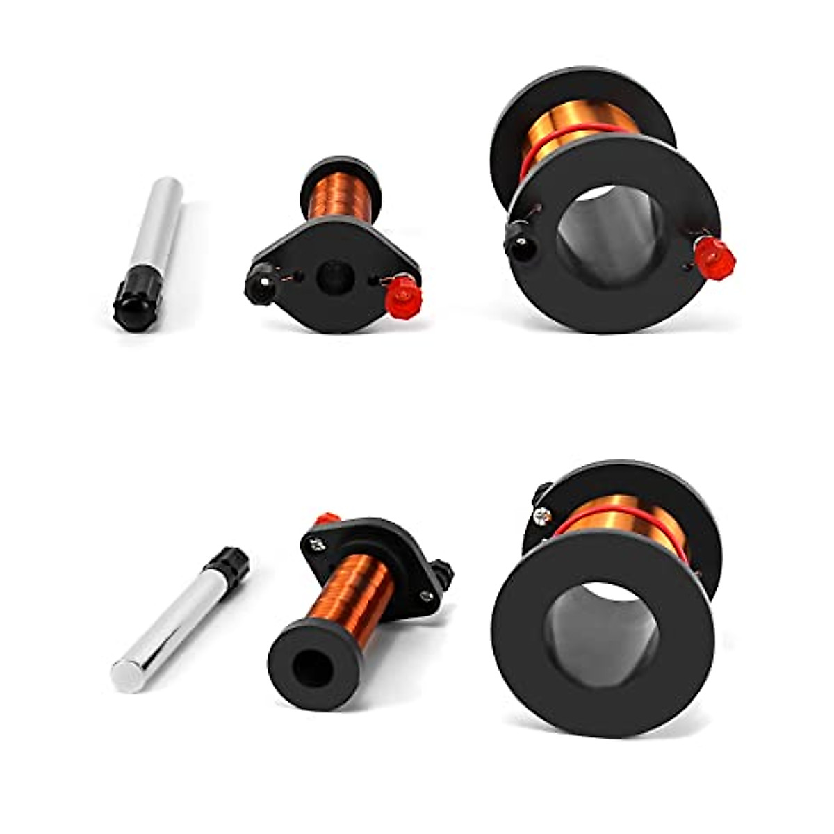 QWORK Demonstration Induction Coil with Primary Coil, Secondary Coil and Soft Iron Core Cylindrical Magnet for Physics Teaching, 2 Set