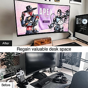 AVLT Single 17"-49" Super Ultrawide Monitor Arm for Screens Up to 50 lbs, Premium Aluminum Desk Stand, Adjustable Pneumatic Height, Full Motion Swivel Tilt Rotation, USB 3.0 & AUX Ports, White