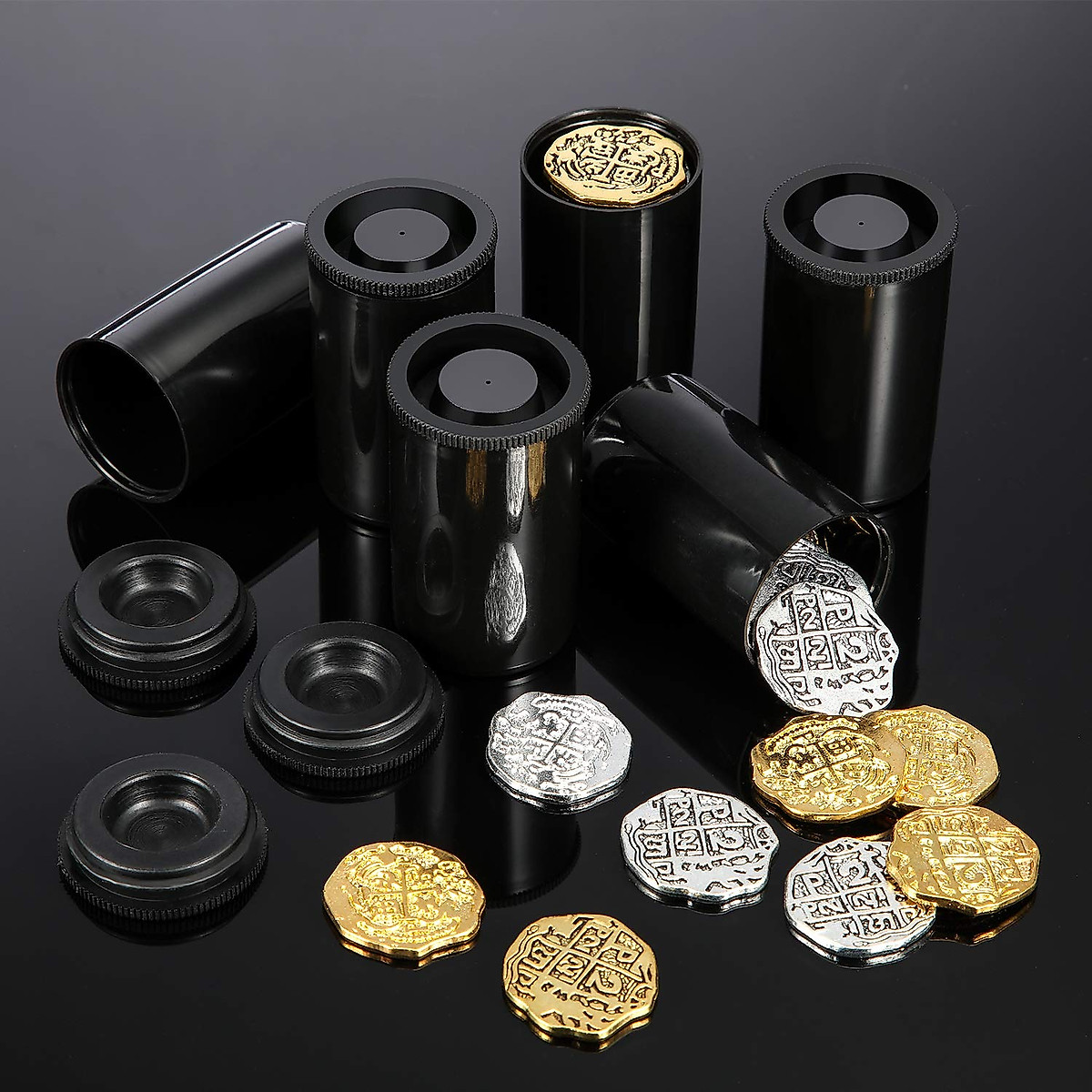 JOVITEC 30 Pieces Plastic Film Canister Holder, 35 mm Empty Camera Reel Containers, Storage Containers Case with Lids for Storing Small Accessories, Film, Keys, Coins, Art Beads (Black)