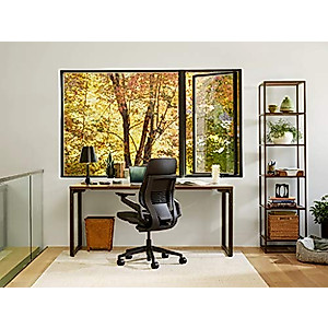 Steelcase Gesture Office Chair - Cogent: Connect Licorice Fabric, Medium Seat Height, Shell Back, Black on Black Frame, Lumbar Support, and Standard Carpet Casters