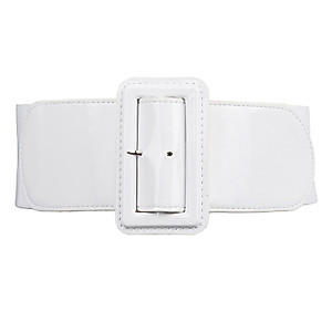 Hanna Nikole Women's Elastic Vintage Belt Stretchy Retro Wide Waist Cinch Belt White Size L