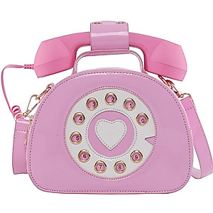 QZUnique Telephone Shoulder Bag Women Retro Cross Body Bag PU Leather Clutch Purse Chain Tote Bag