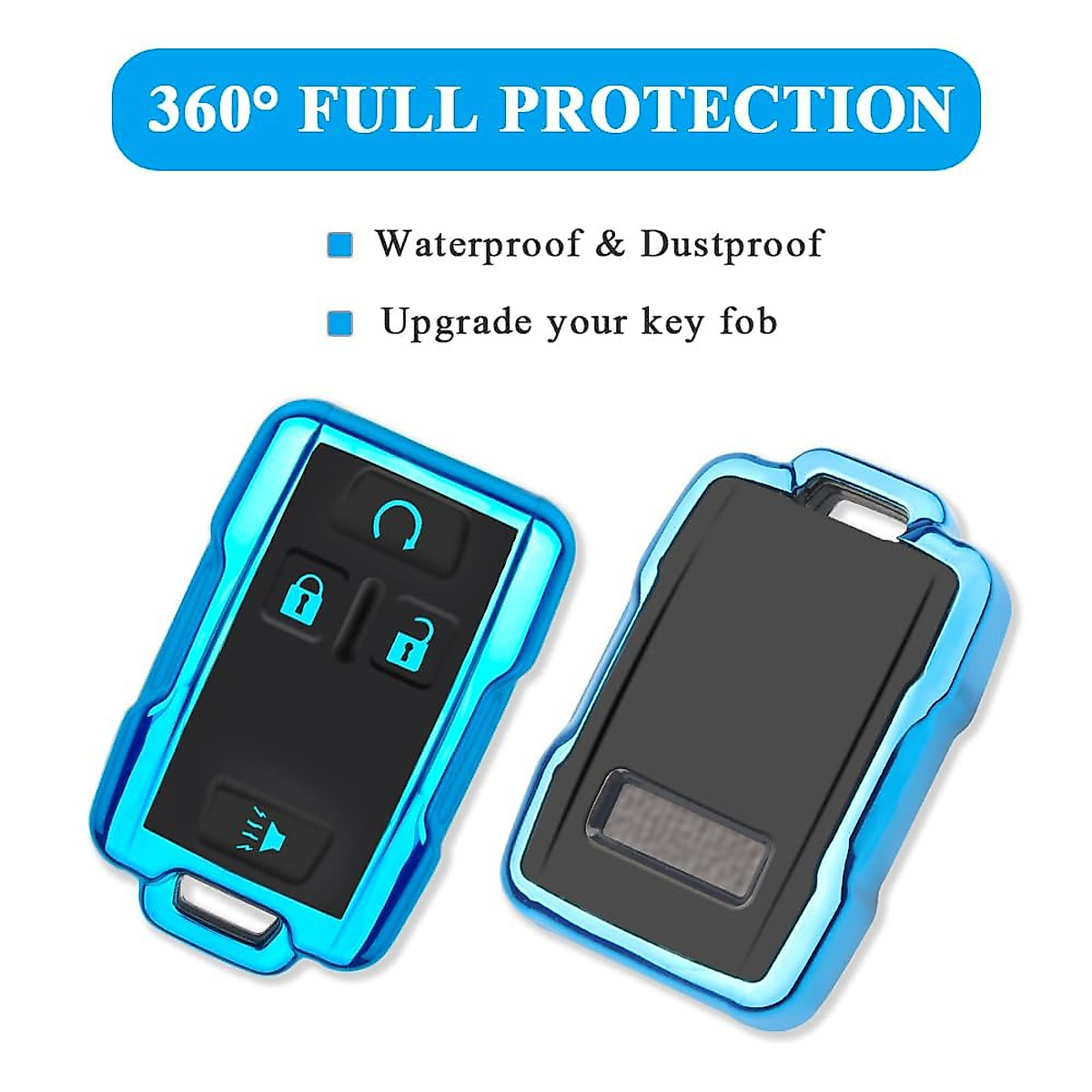 MILD EAST for Chevy Key Fob Cover with Keychain,Car Key Case Shell Protector for Chevrolet Chevy Silverado Colorado GMC Sierra Canyon Yukon Tahoe Suburban