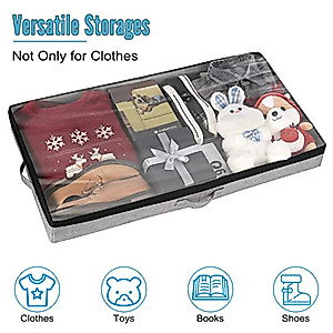 TidyCorner 2-Pack Under Bed Storage Containers, 4.5 Inches Tall Low Profile Underbed Clothes Storage Organizer Bin with Sturdy Sidewalls/Bottom, Under the Bed Storage Bags 2 Storage Thin Bins