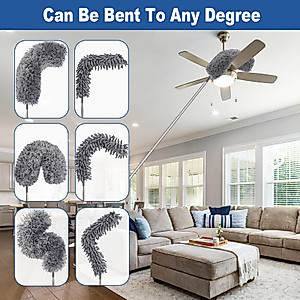 Dusters for Cleaning High Ceiling Fan, Microfiber Duster with Extension Pole 30-100 Inches, FUUNSOO Retractable Gap Dust Brush Cleaner Long Feather Duster for Cleaning Cobweb, Blinds, Furniture