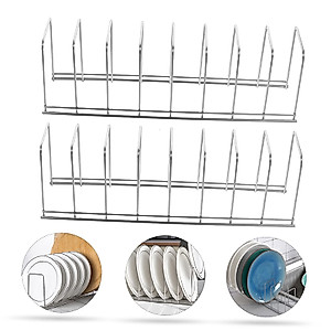 VILLFUL 2 Pcs Drainer Dish Rack Cabinet Organizer Shelf Baking Sheet Organizer Sink Storage Rack Pot Lid Storage Rack Pot Lid Organizer Dish Holder Rack Pot Lid Storage Rack for Cabinet