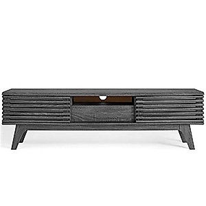 Levan Home Mid-Century Modern Low Profile 59 Inch TV Stand in Charcoal